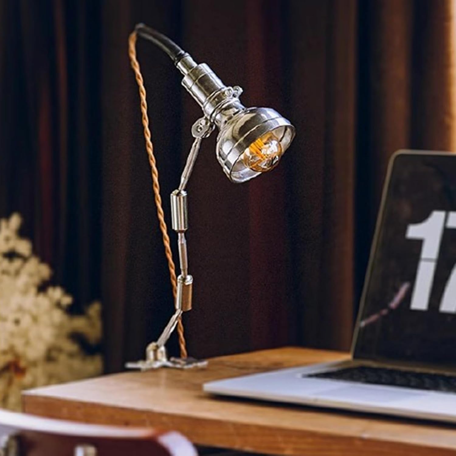 Đèn kẹp bàn khung nhôm đúc phong cách cổ điển dành cho văn phòng, tran ...
