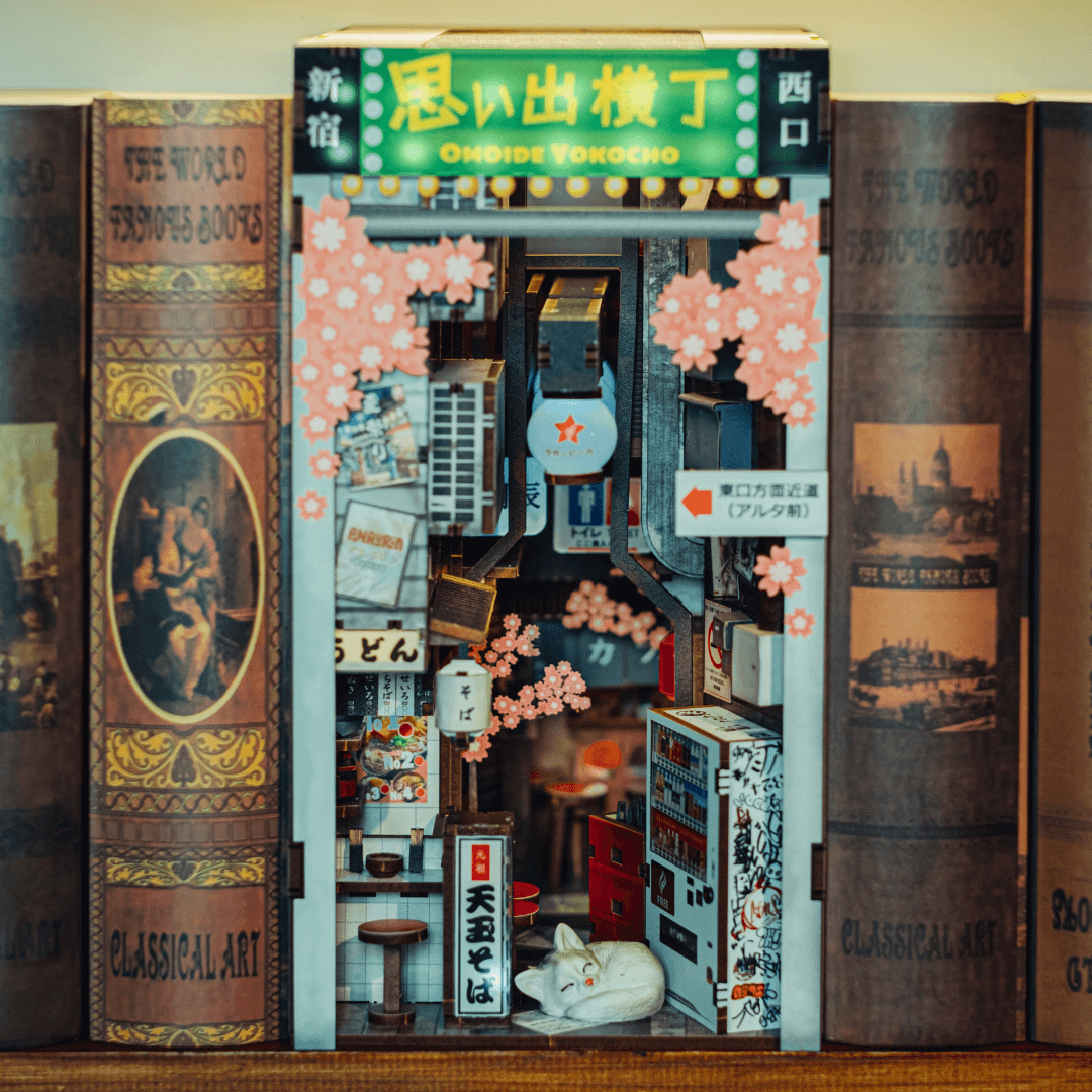 Bộ mô hình DIY Omoide Yokocho Book Nook Kit, Trang trí kệ sách ấn tượn ...